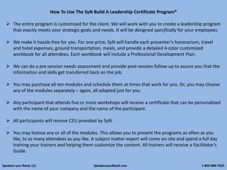 SyN Build a Leadership Program (objectives and skill sets) | PPTX