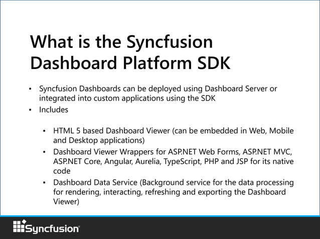 Syncfusion Dashboard Platform Sdk Ppt