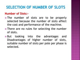 Synchonous machine design selection of no of slots | PDF