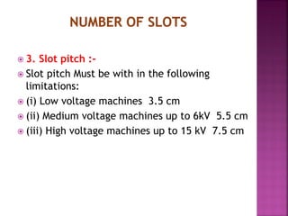 Synchonous machine design selection of no of slots | PDF
