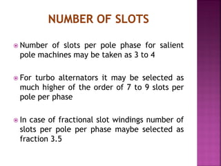 Synchonous machine design selection of no of slots | PDF