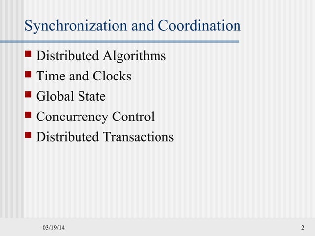 Synchronization in distributed systems | PPT