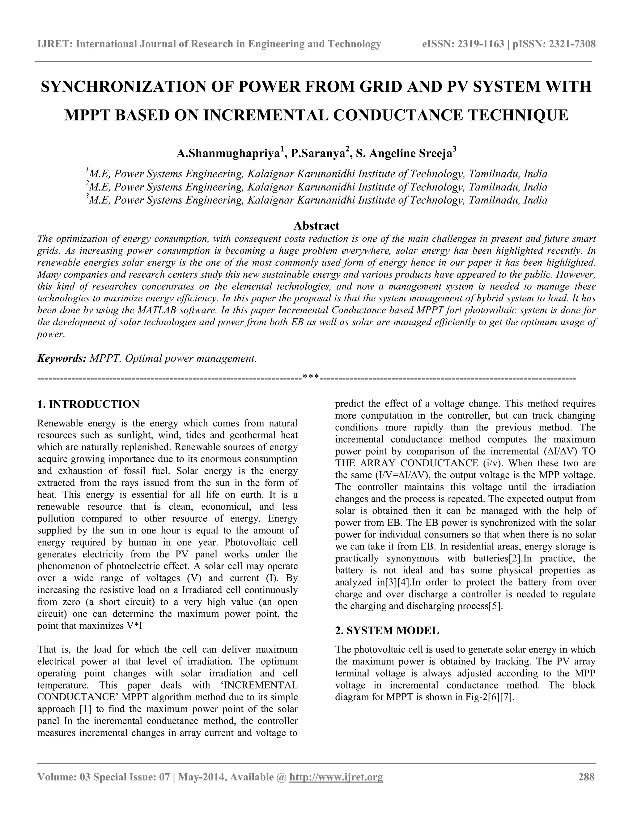 Synchronization of power from grid and pv system with | PDF