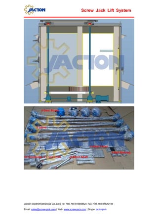 Synchronized lifting jack system with four worm gear screw jacks and ...