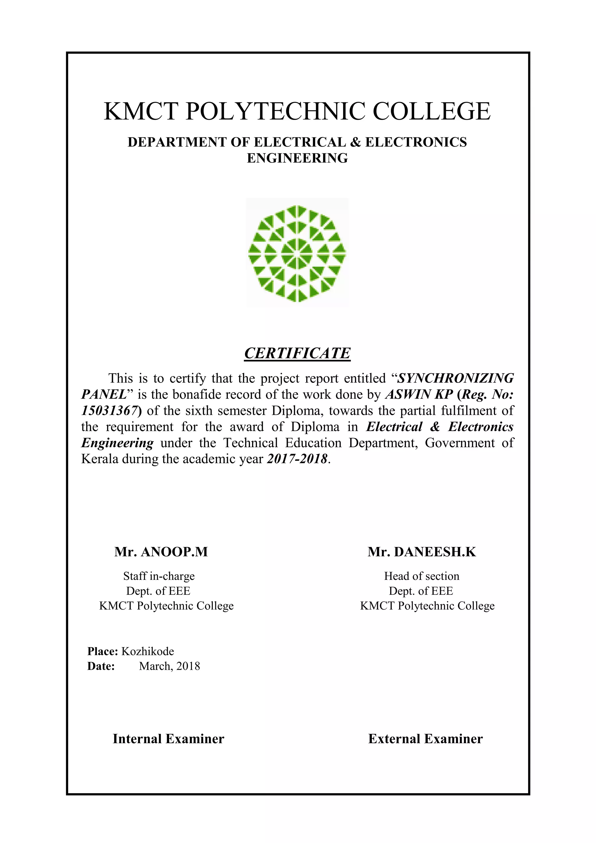 Alternator (AC Generator) Synchronizing Panel | PDF