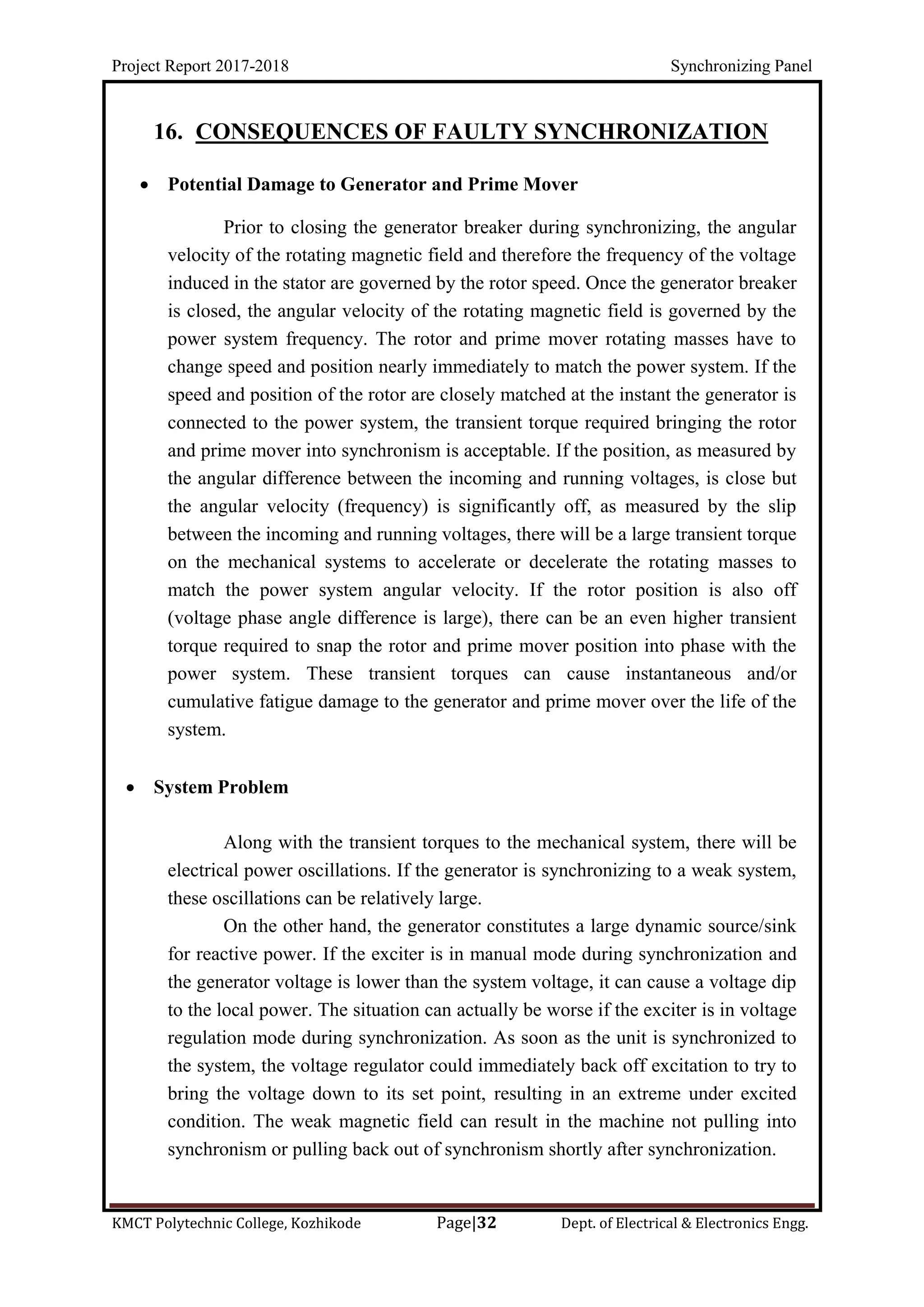 Alternator (AC Generator) Synchronizing Panel | PDF