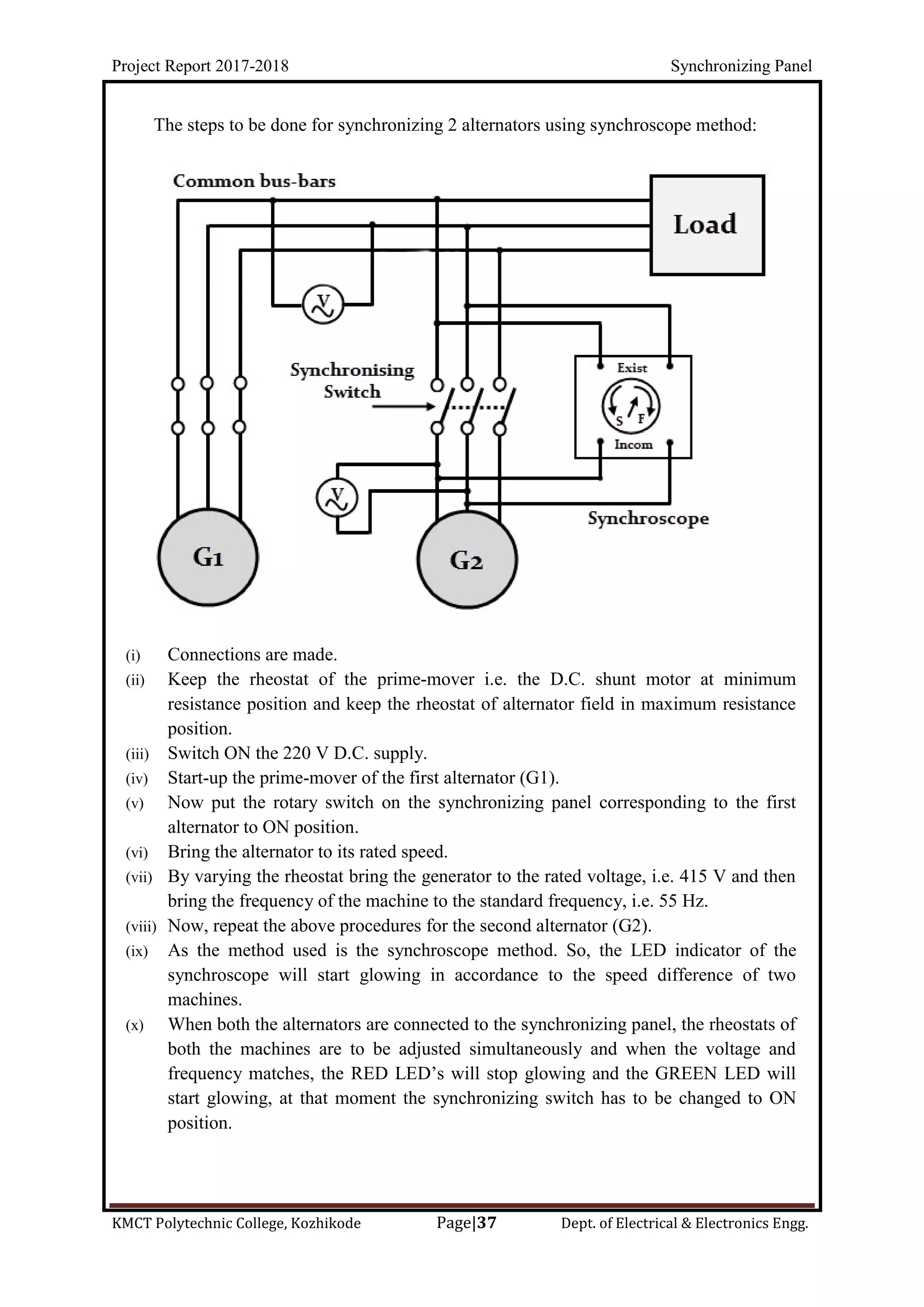 Alternator (AC Generator) Synchronizing Panel | PDF
