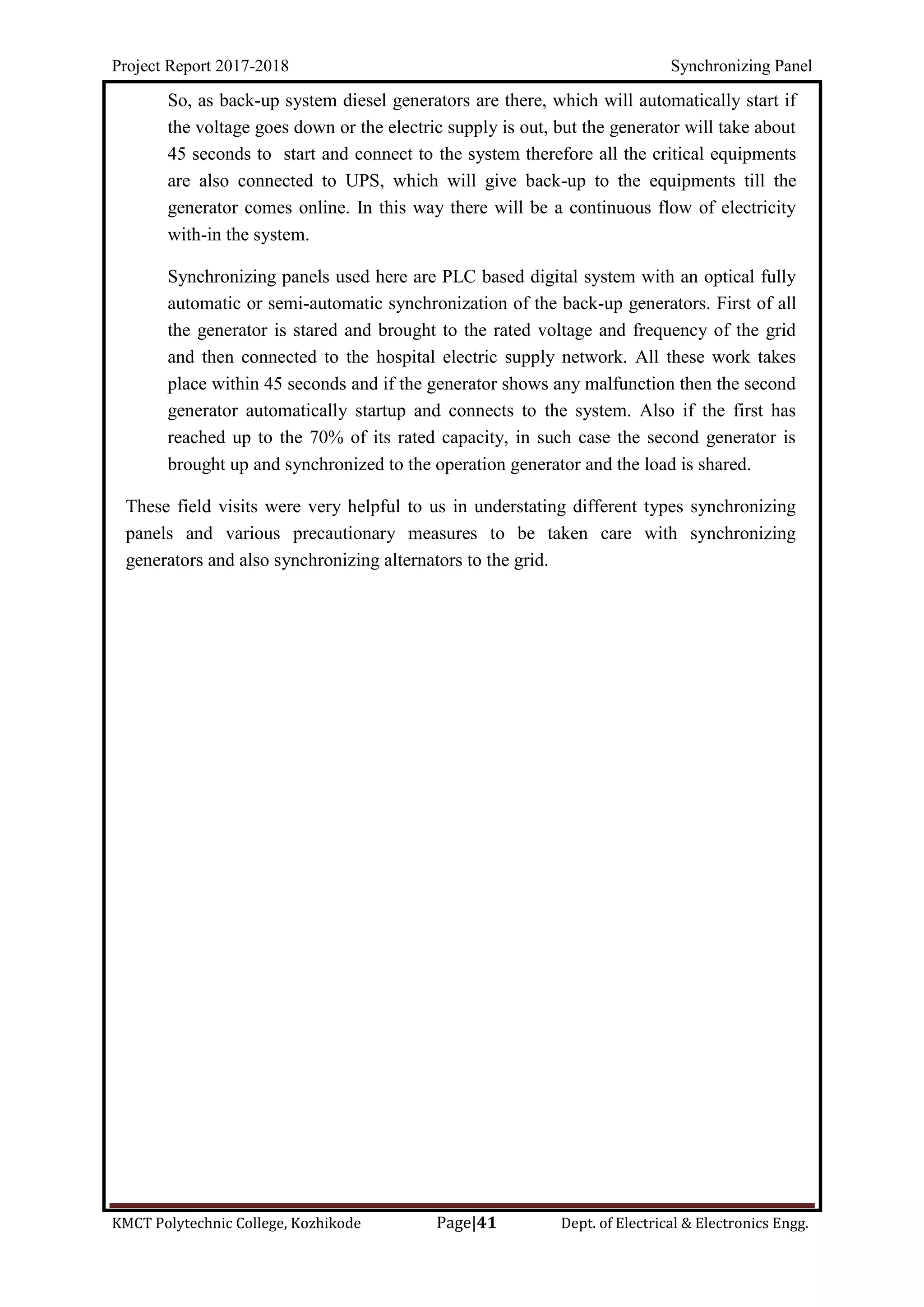 Alternator (AC Generator) Synchronizing Panel | PDF