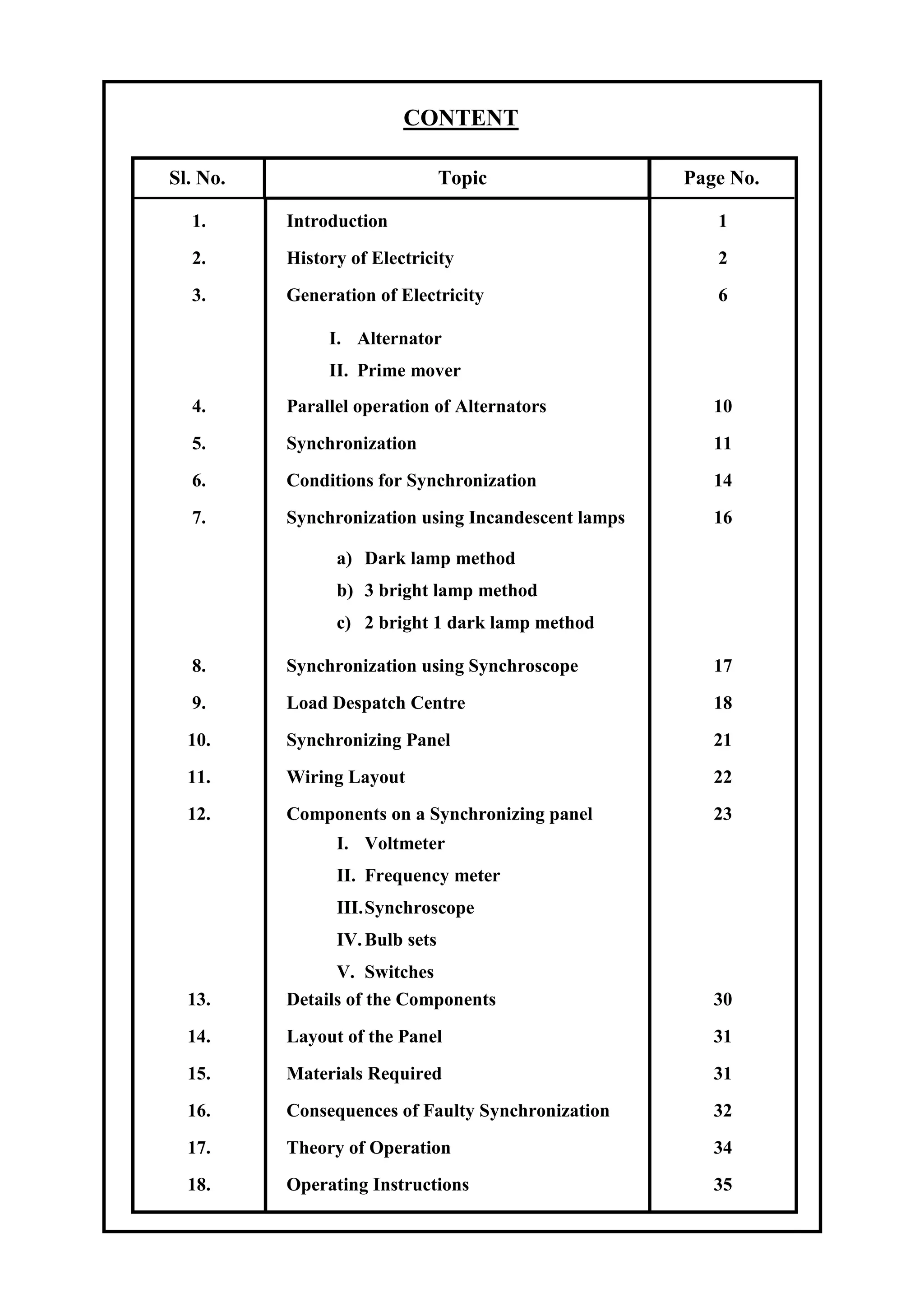 Alternator (AC Generator) Synchronizing Panel | PDF