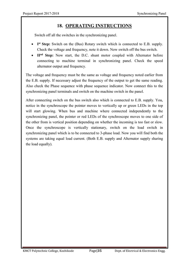 Alternator (AC Generator) Synchronizing Panel | PDF