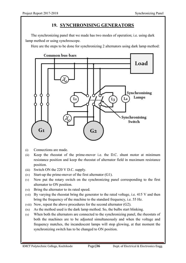 Alternator (AC Generator) Synchronizing Panel | PDF
