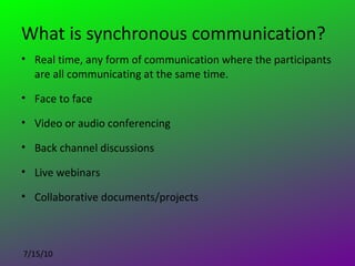 Synchronous communication | PPT