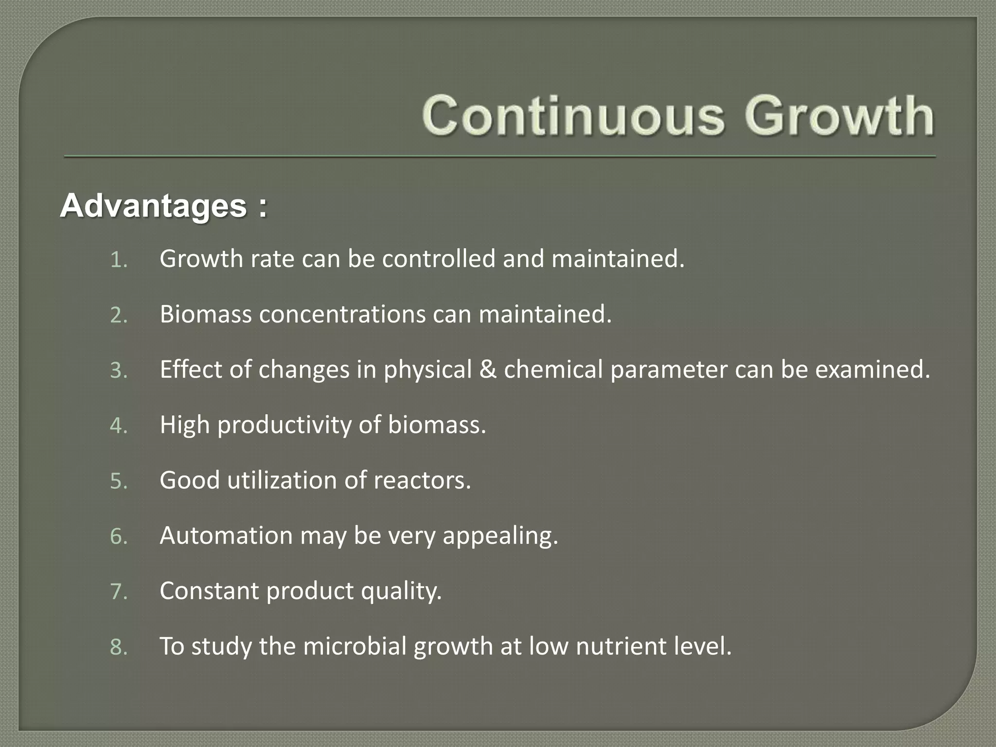 Bacterial growth : Diauxic growth,Synchronous growth and continuous ...