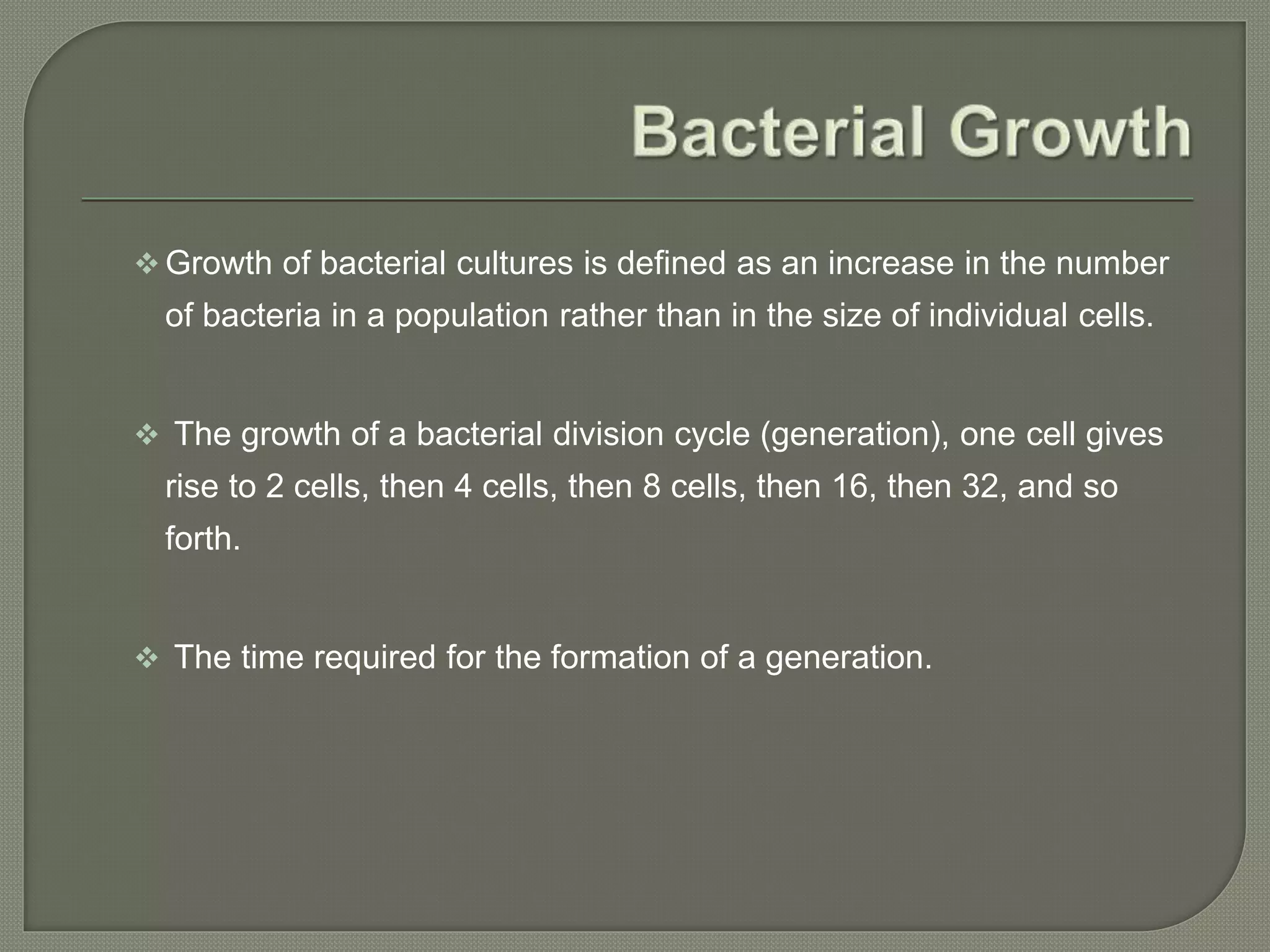 Bacterial growth : Diauxic growth,Synchronous growth and continuous ...