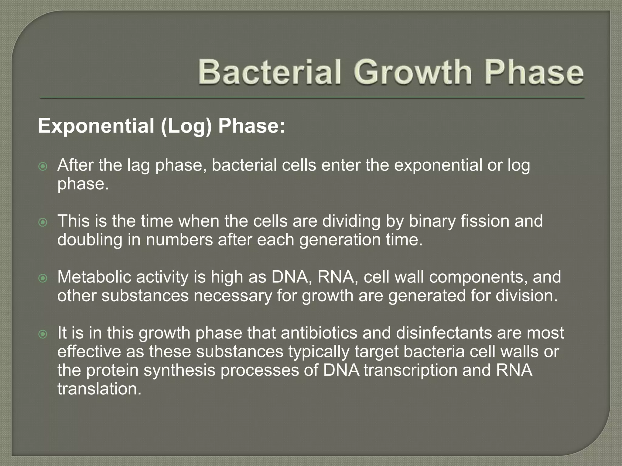 Bacterial growth : Diauxic growth,Synchronous growth and continuous ...