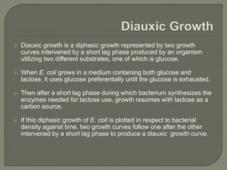 Bacterial growth : Diauxic growth,Synchronous growth and continuous ...