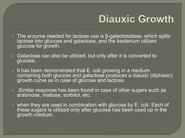 Bacterial growth : Diauxic growth,Synchronous growth and continuous ...