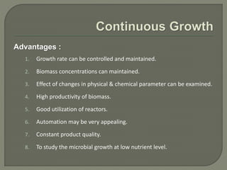 Bacterial growth : Diauxic growth,Synchronous growth and continuous ...
