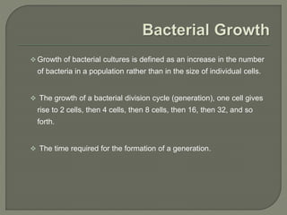 Bacterial growth : Diauxic growth,Synchronous growth and continuous ...