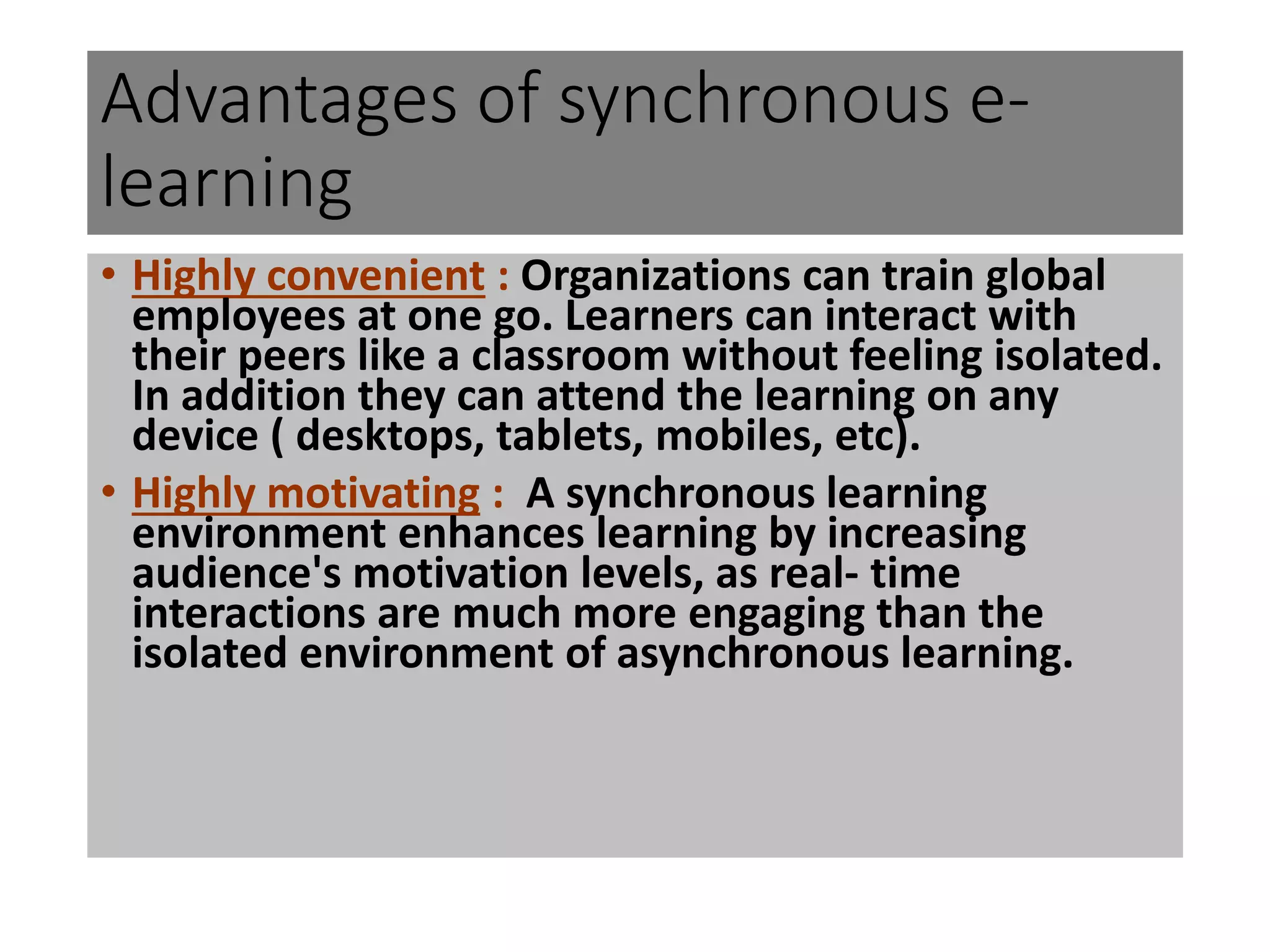 Synchronous learning (1) | PPTX | Web Development | Internet