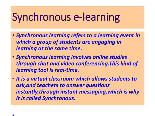 Synchronous learning (1) | PPT