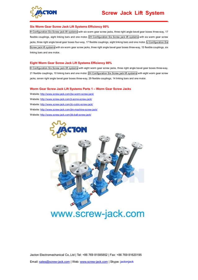 Synchronous lifting motorised actuator system, synchronization screw ...