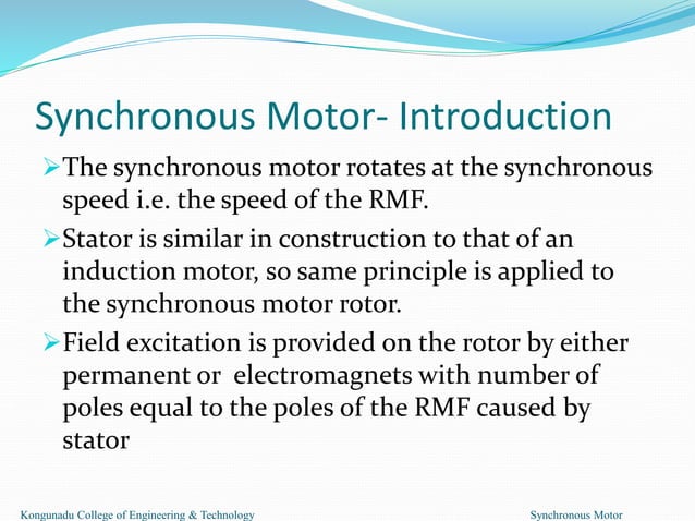 Synchronous motor | PPTX | Physics | Science