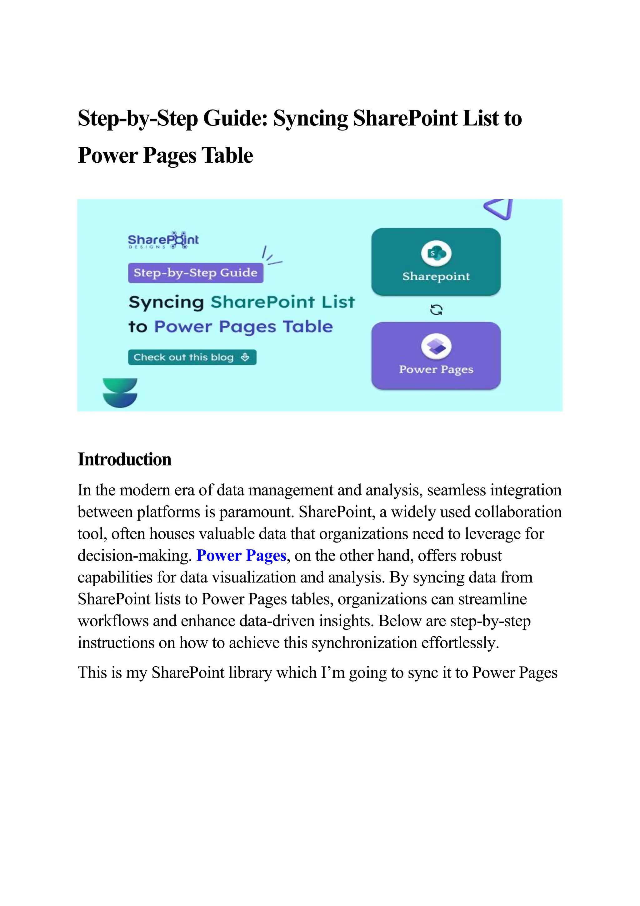 Syncing SharePoint List to Power Pages Table.docx