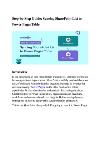 Syncing SharePoint List to Power Pages Table.docx