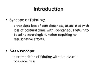 approach to Syncope patient in ED | PPTX