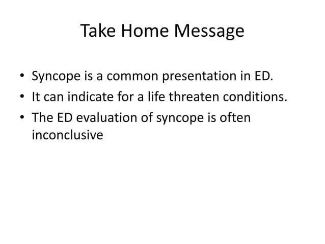 approach to Syncope patient in ED