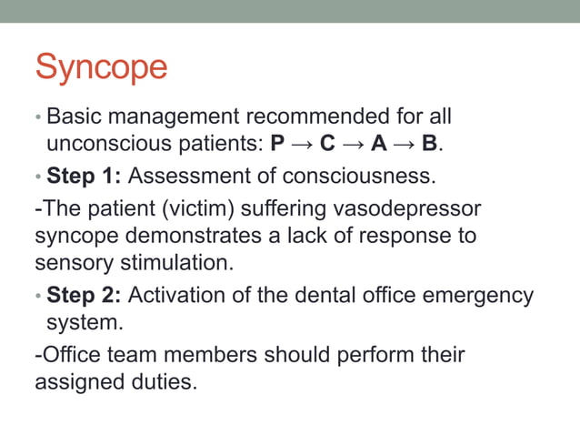 Syncope | PPTX | Dental Health | Diseases and Conditions