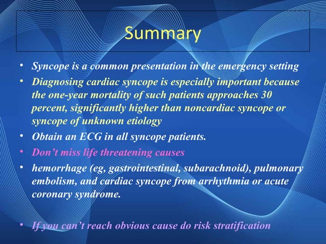 Approach to Syncope | PPT | Heart and Cardiovascular Diseases | Diseases and Conditions