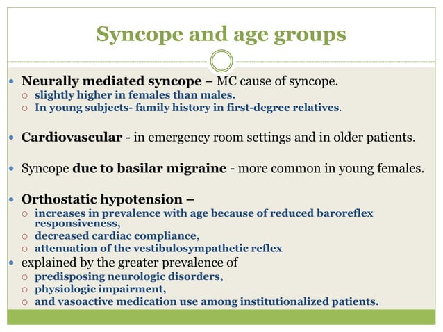 Syncope ppt | PPTX | Ear, Nose and Throat Conditions | Diseases and ...