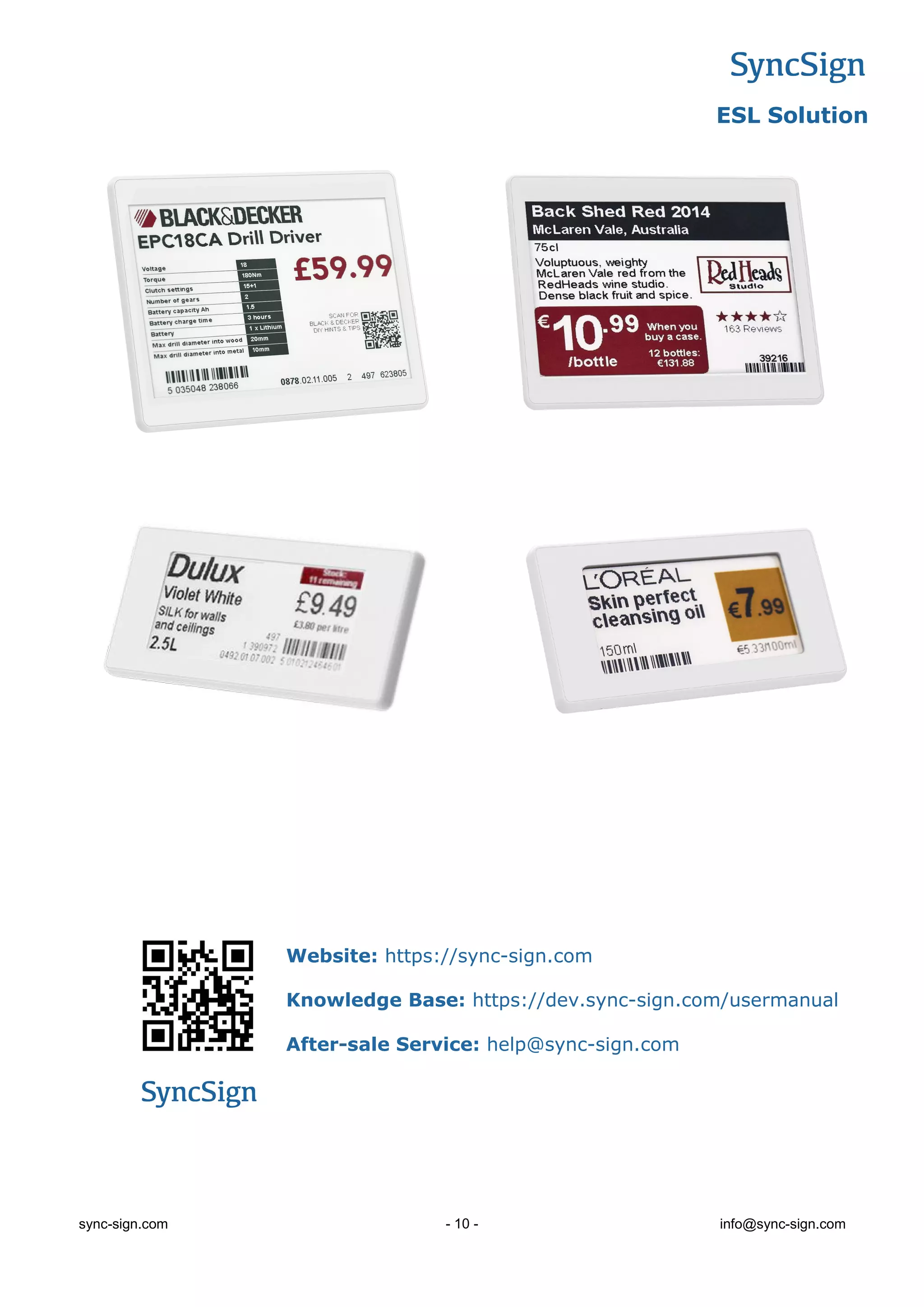 SyncSign Electronic Shelf Label(ESL) Brochure 2020 | PDF