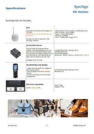 SyncSign Electronic Shelf Label(ESL) Brochure 2020 | PDF