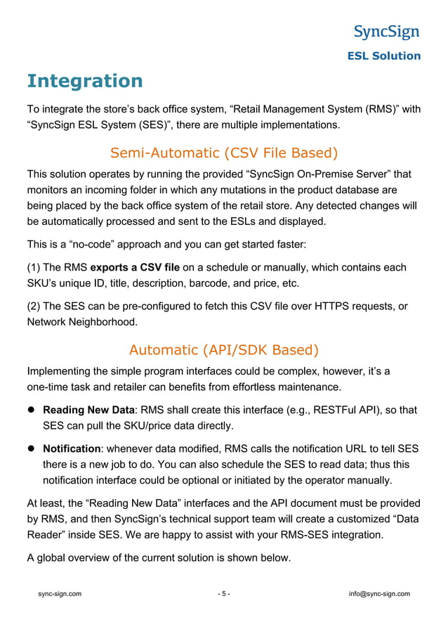 SyncSign Electronic Shelf Label(ESL) Brochure 2020 | PDF