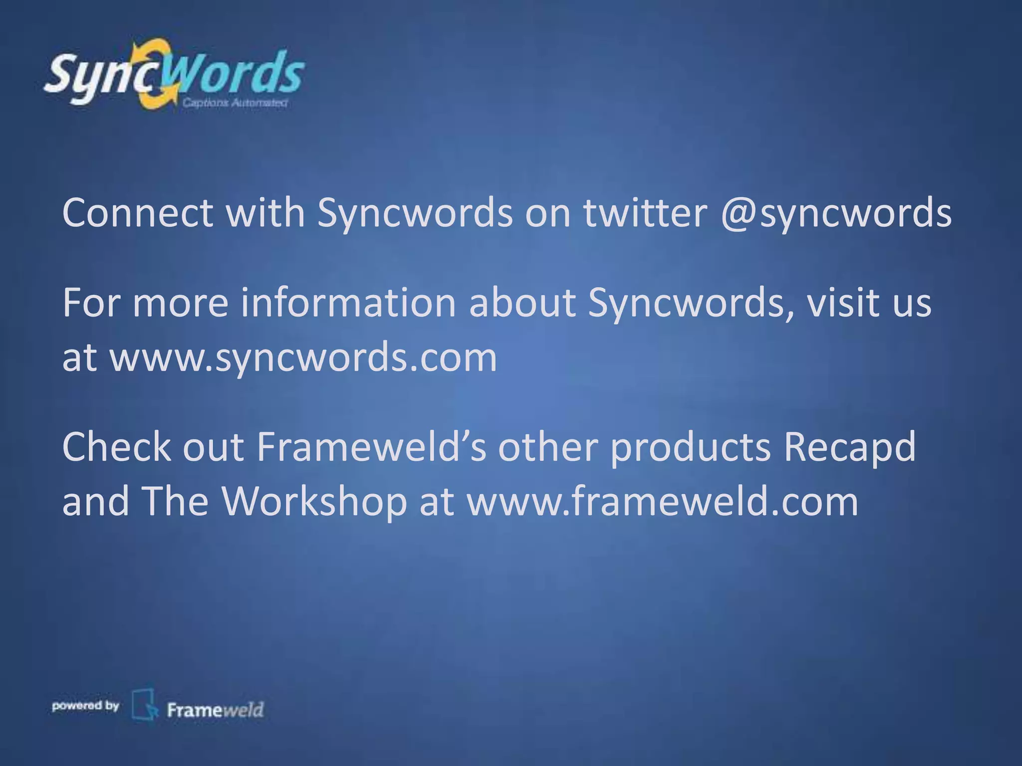 Syncwords Caption File Formats | PPT