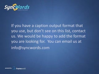 Syncwords Caption File Formats | PPT