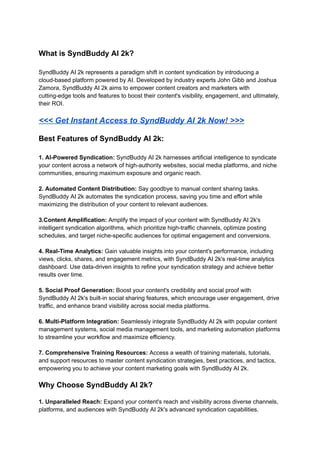 SyndBuddy AI 2k Review 2024: Revolutionizing Content Syndication with AI | PDF