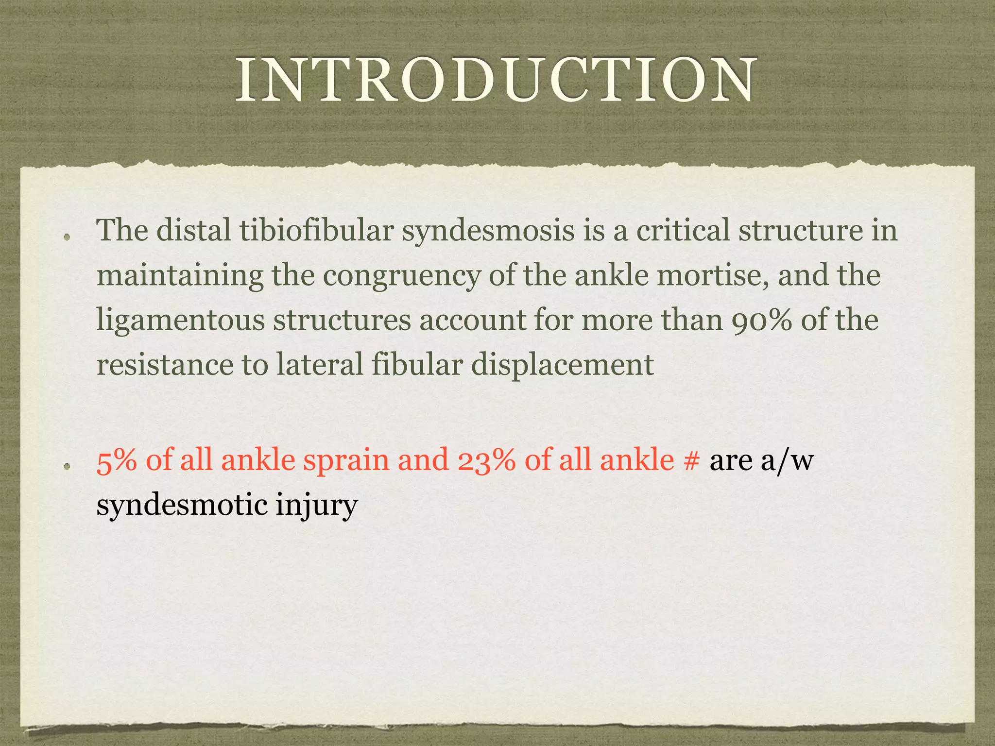 syndesmotic injury mechanism and treatment subject review | PPTX