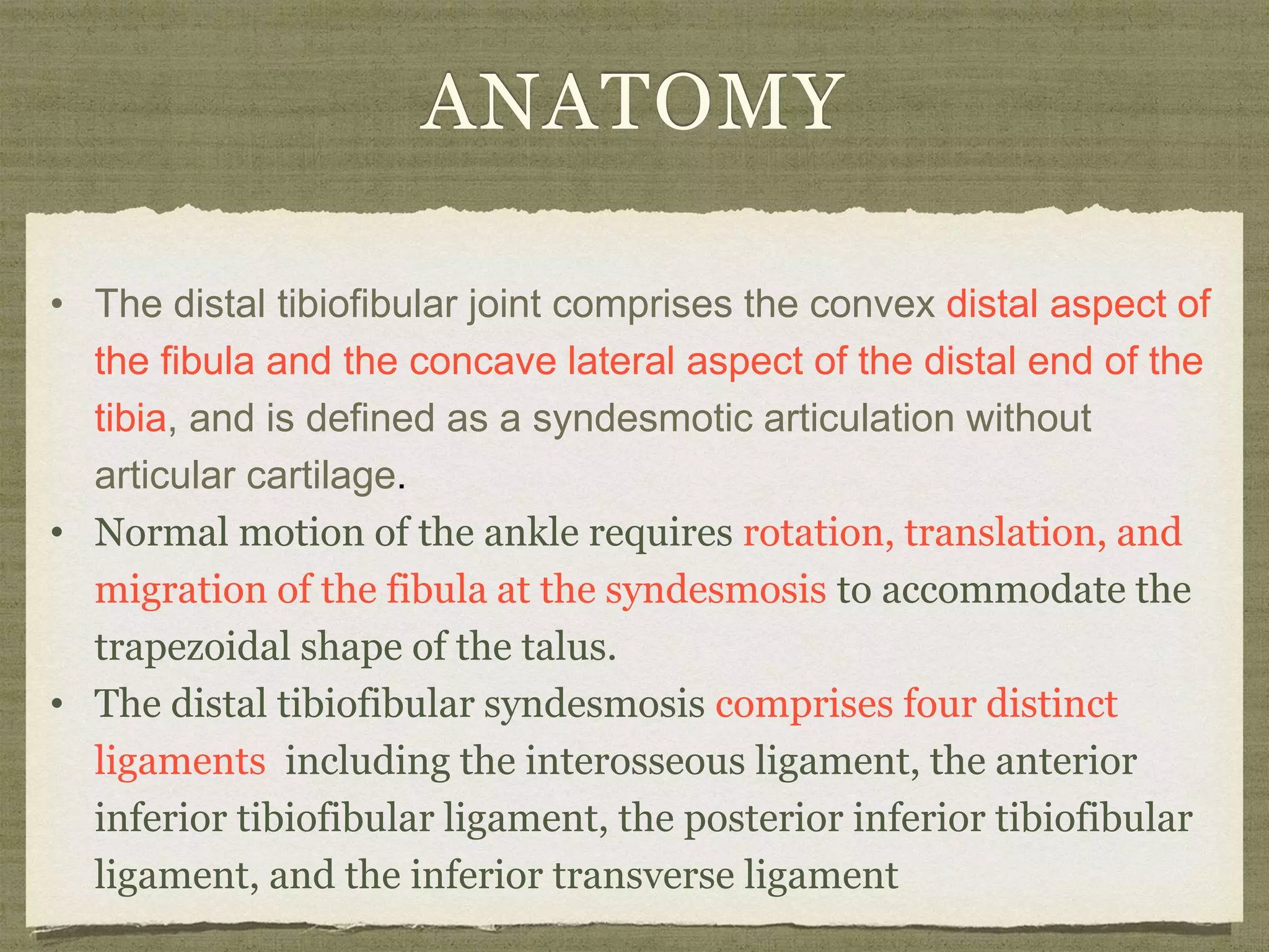 syndesmotic injury mechanism and treatment subject review | PPTX
