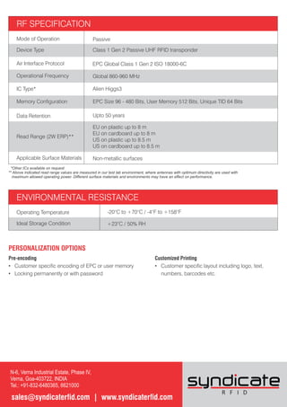 Syndicate rfid products | PDF