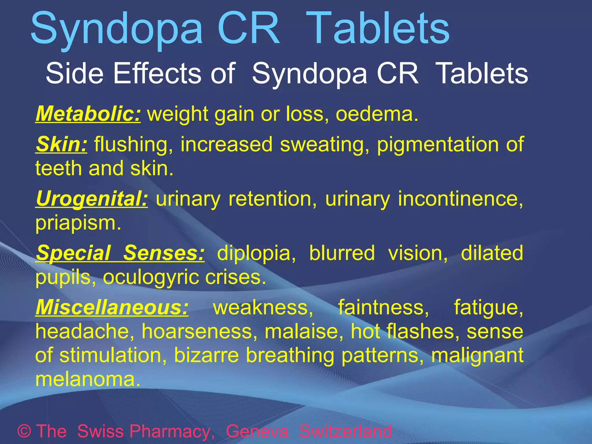 Syndopa CR Tablets for Treatment Parkinson's Disease Symptoms | ODP