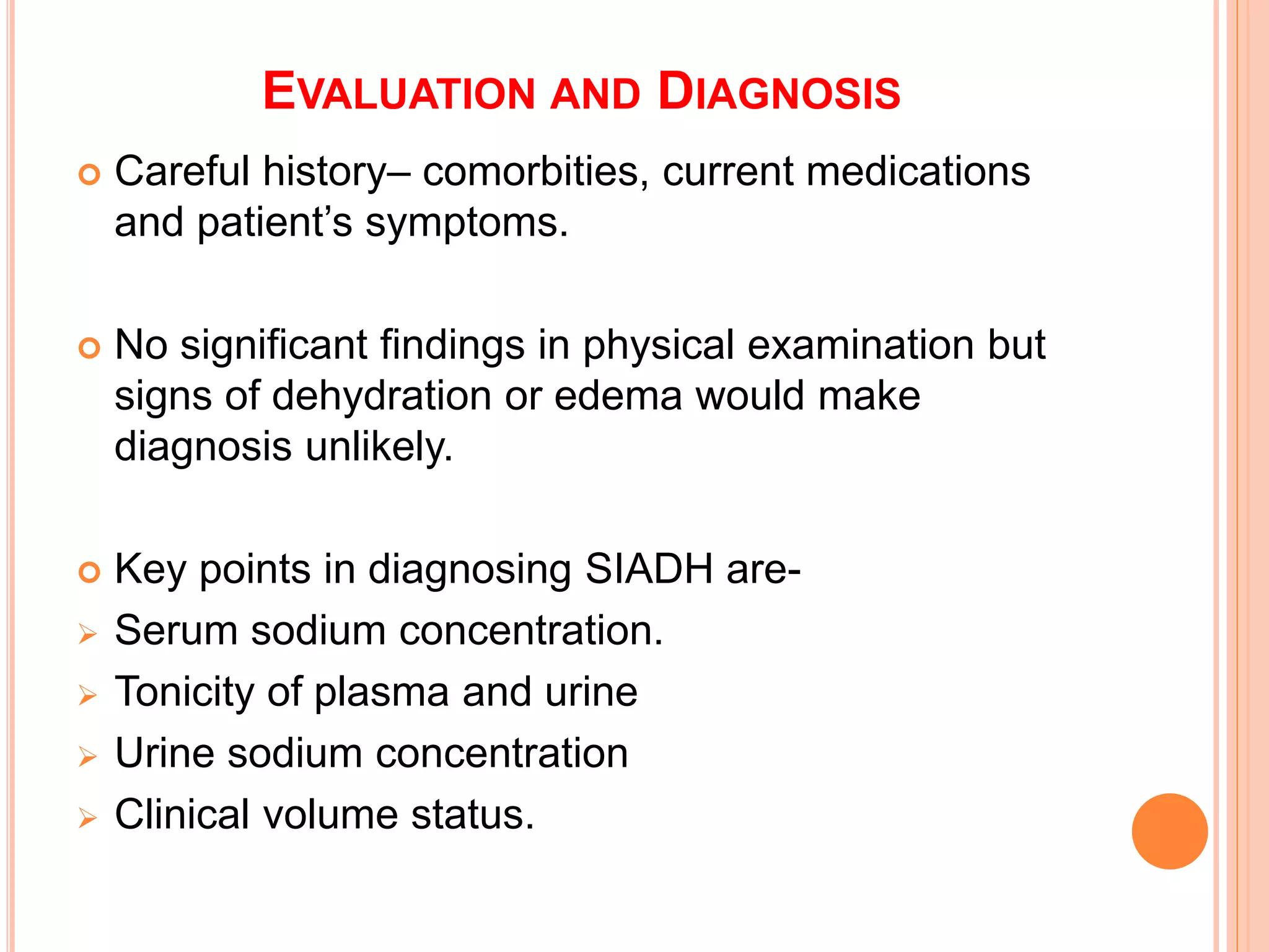 Syndrome of inappropriate antidiuretic hormone secretion | PPTX