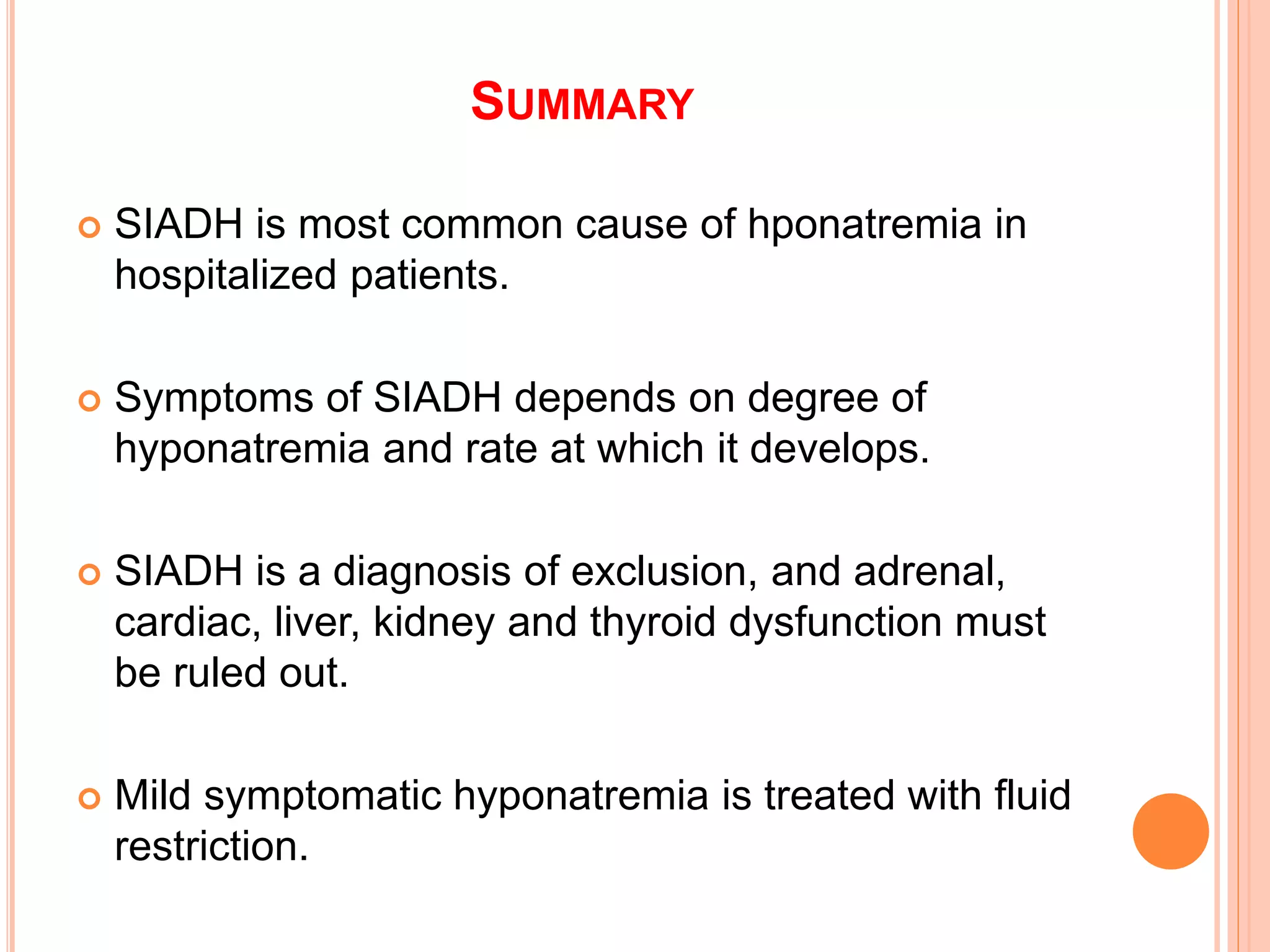Syndrome of inappropriate antidiuretic hormone secretion | PPTX