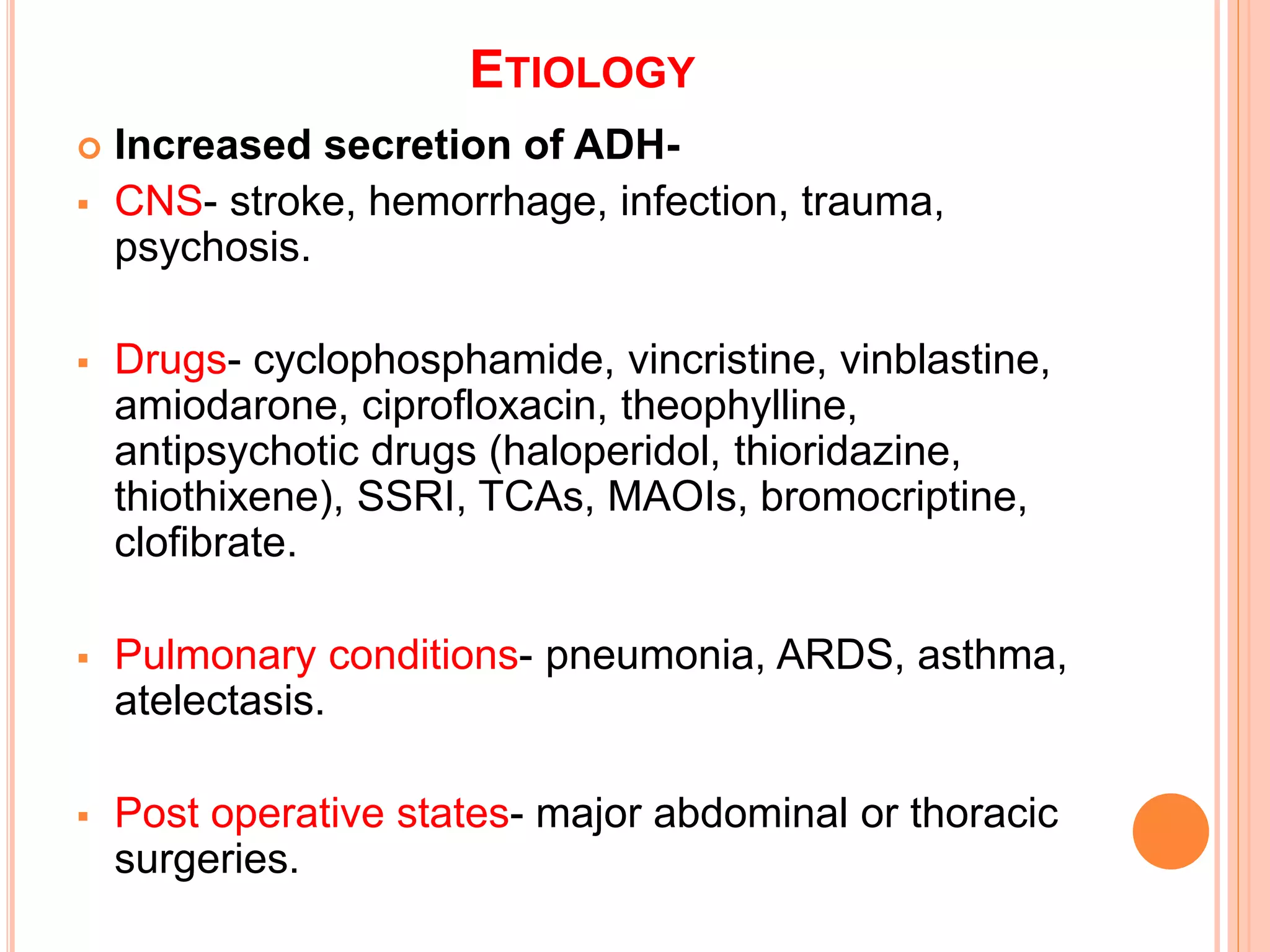 Syndrome of inappropriate antidiuretic hormone secretion | PPTX