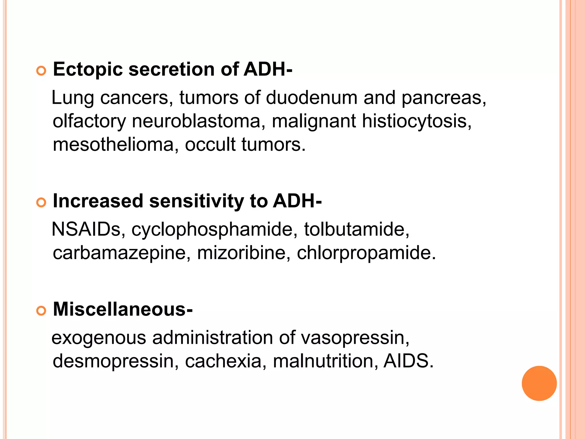 Syndrome of inappropriate antidiuretic hormone secretion | PPTX
