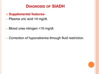 Syndrome of inappropriate antidiuretic hormone secretion | PPTX