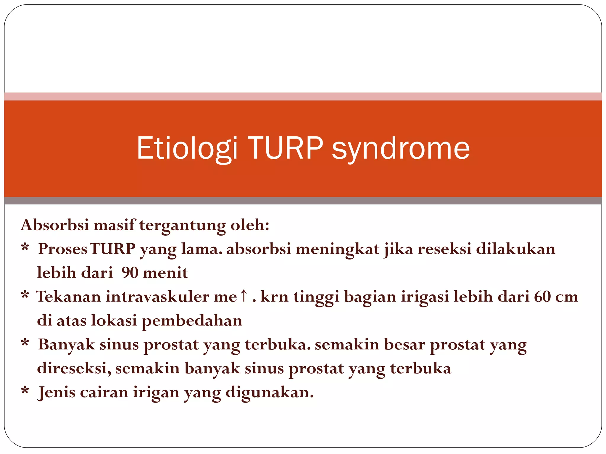 Syndrome resection transuretral (tur syndrom) | PPT